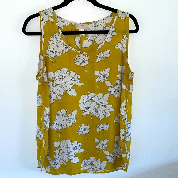 LOFT | Tops | Fun Yellow And White Floral Tank | Poshmark